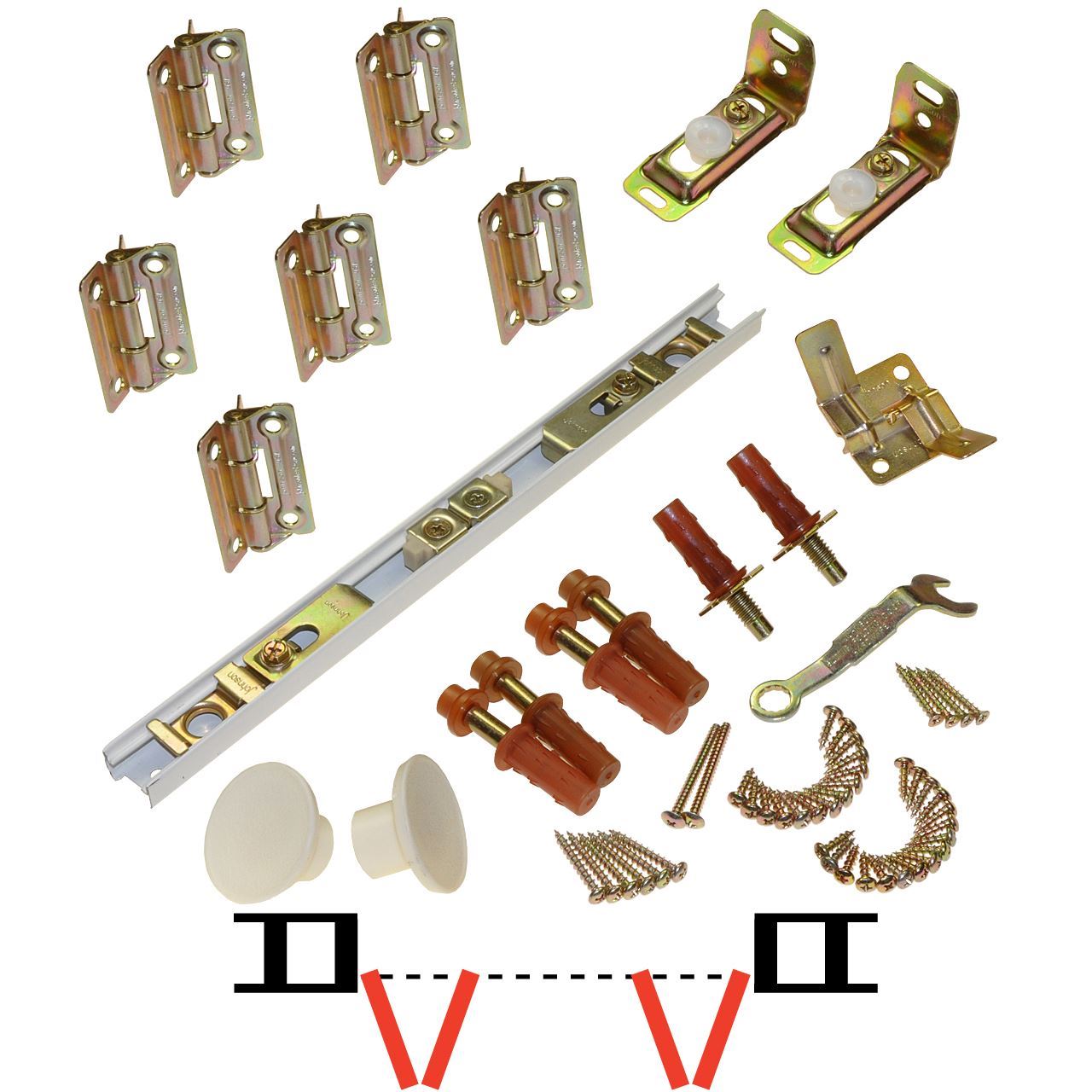 1825 15" 4-Panel Hardware Set, White Track | Johnsonhardware.com ...