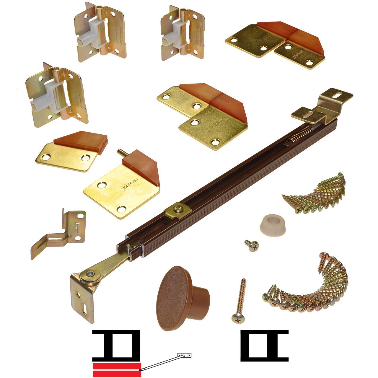 1601 24" 2-Panel Hardware Set, Brown | Johnsonhardware.com | Sliding ...
