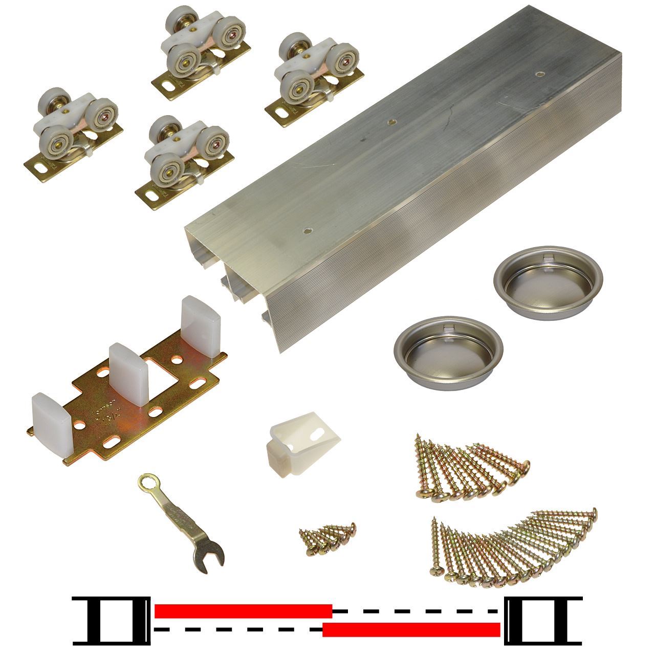 138F 36" 2-Door Hardware Set, Mill Grade Track, Ball Bearing Hanger ...