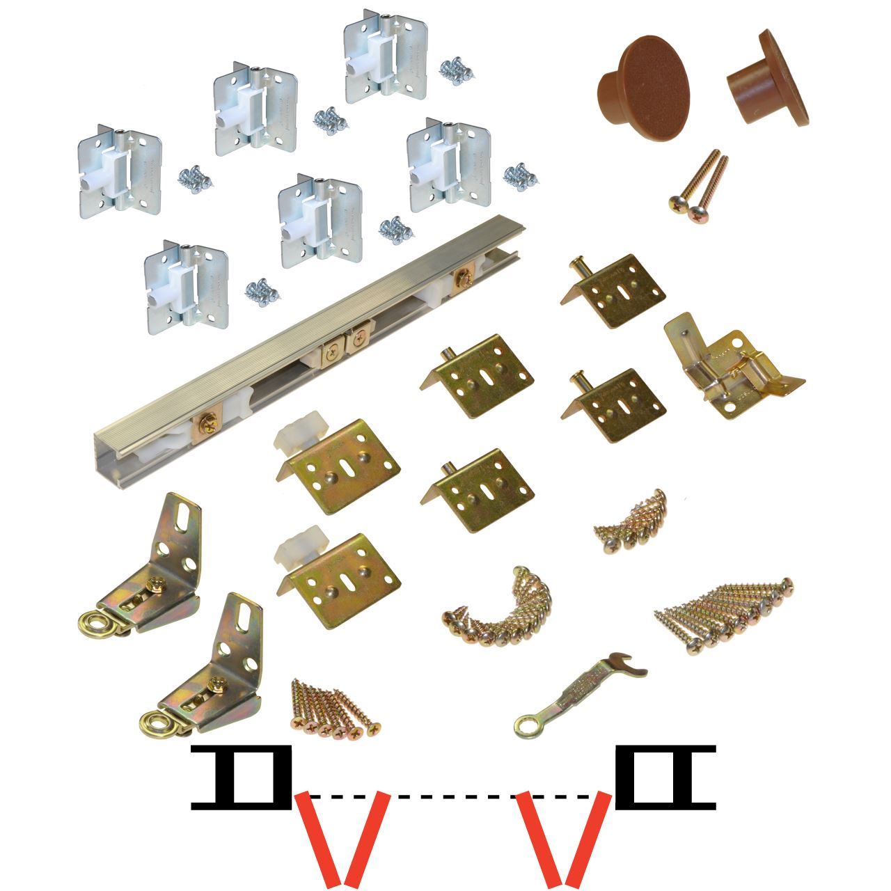 1700FS 18" 4-Panel Side Mount Hardware Set, 3/4" [19mm] Door ...