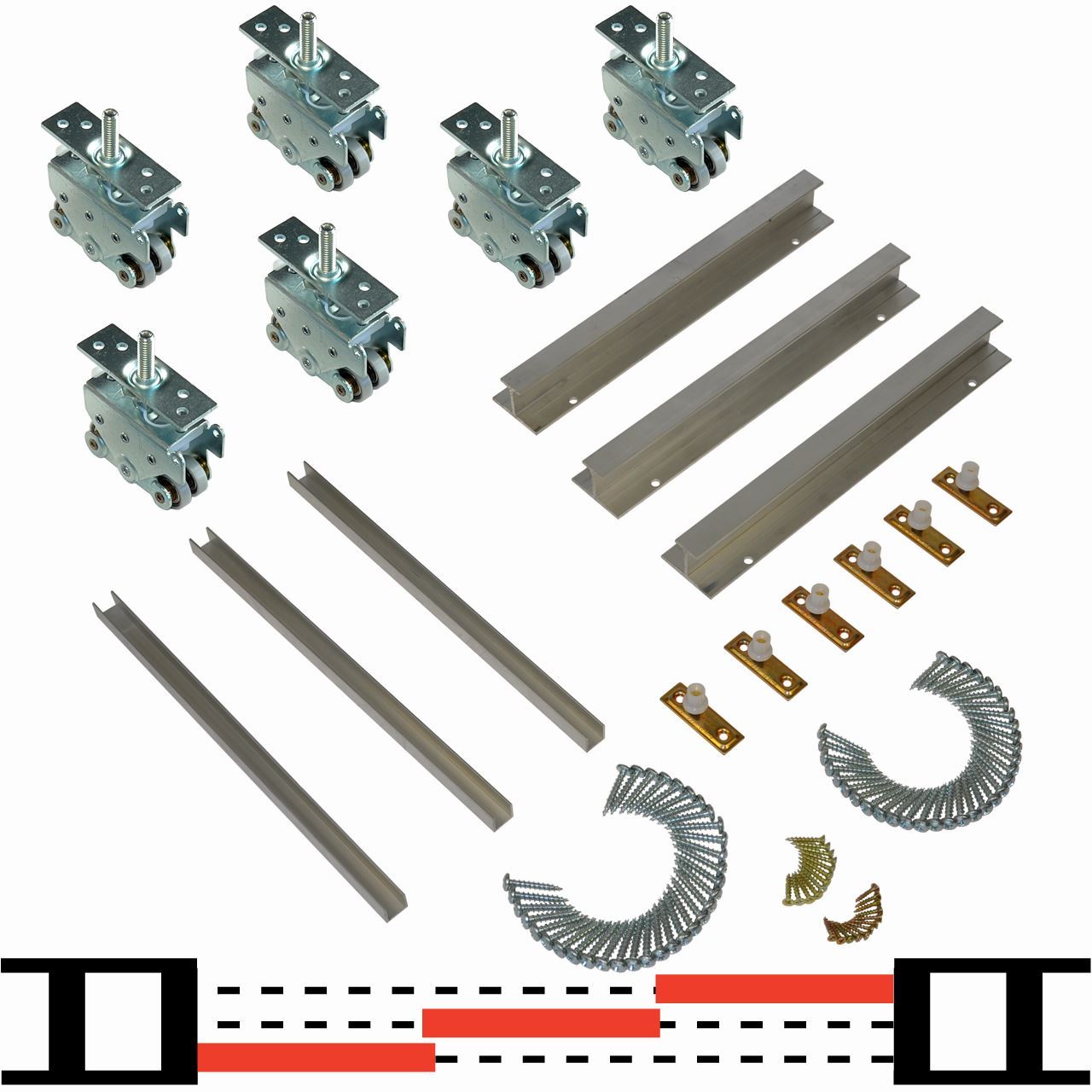 200MD 36" 3-Door Sliding Tri-pass Hardware Set | Johnsonhardware.com ...