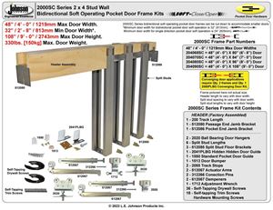 2000SC Series 48" x 108" Soft-Close Pocket Door Frame | Johnsonhardware ...